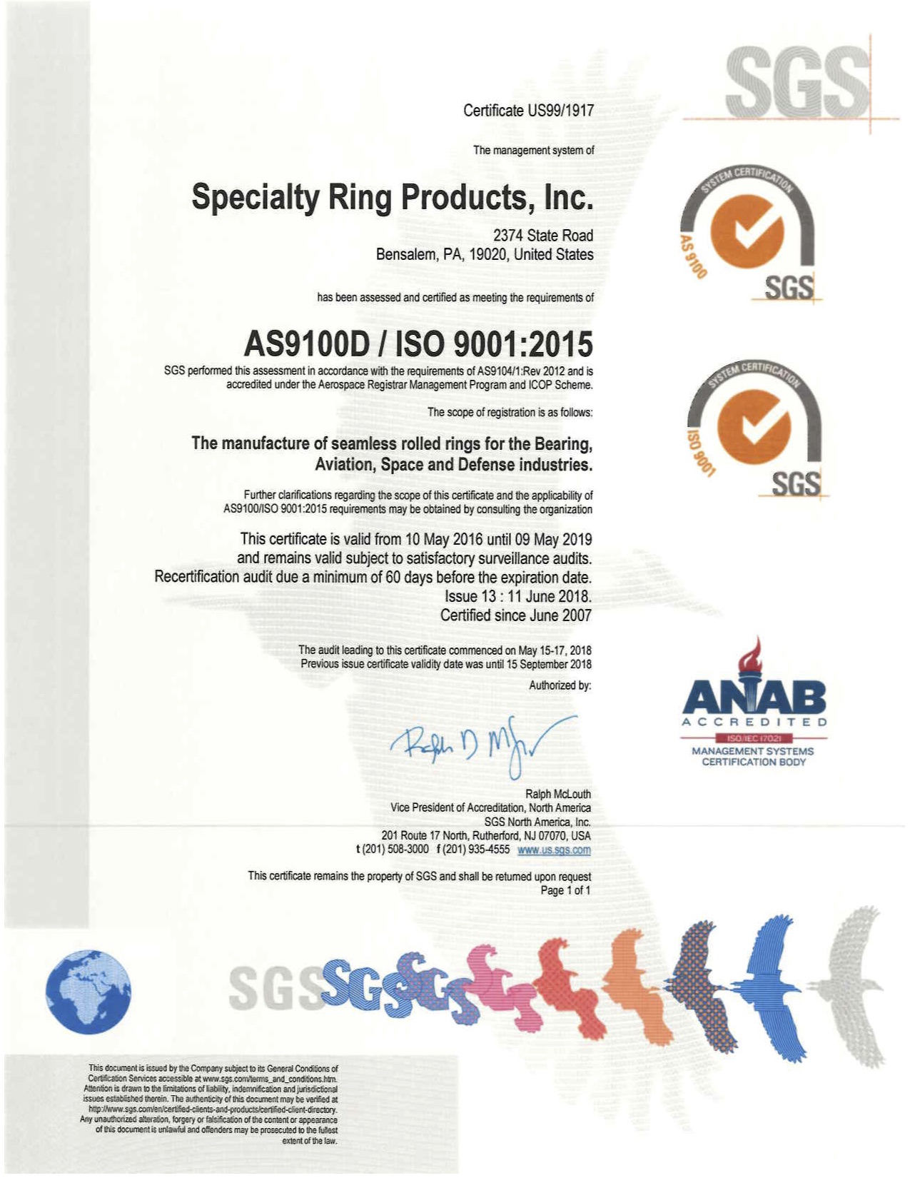 AS Certificate 2018 JPG - Specialty Ring